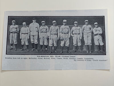 Wilmington Peaches Joe McCarthy Rube Vinson 1907 Baseball Team 4X6 ...