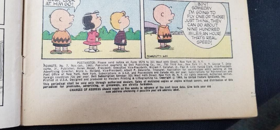PEANUTS COMIC BOOK #7 1961 Dell Charles Schultz Charlie Brown VG- | eBay