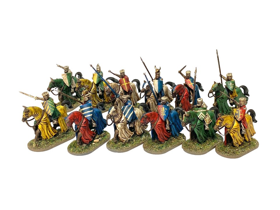 BARONS WAR MOUNTED KNIGHTS 12 28mm painted historical wargames MEDIEVAL ...