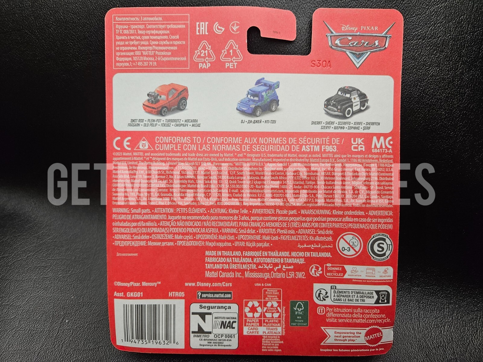 DISNEY PIXAR CARS MINI RACERS 3 PACK SNOT ROD SHERIFF DJ FREE SHIP $15 ...