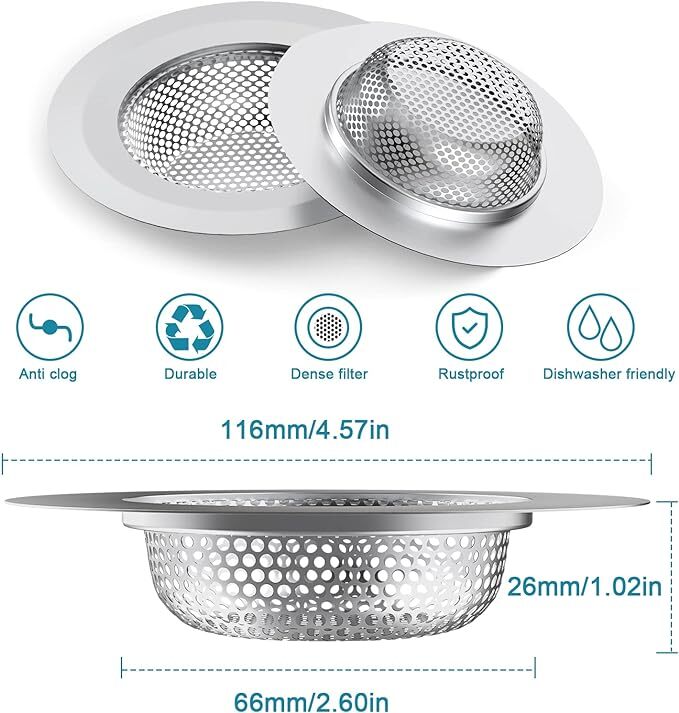 4.5" Kitchen Sink Strainer Stopper Stainless Steel Drain Basket Waste ...