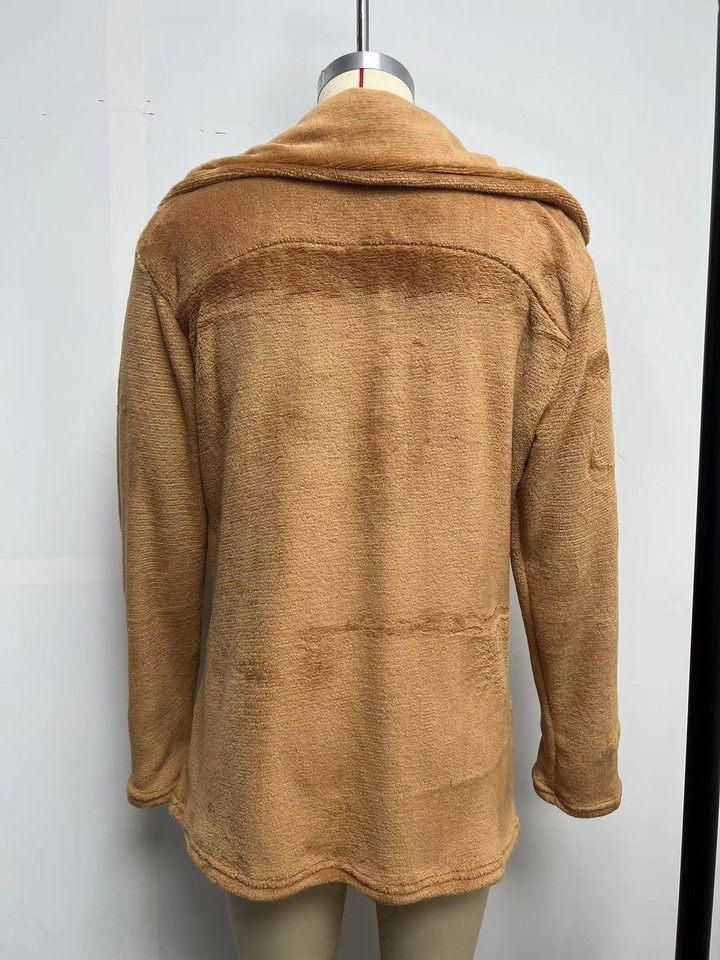 Womens Winter Faux Fur Coat Notch Lapel Open Front Fluffy Warm Jacket ...