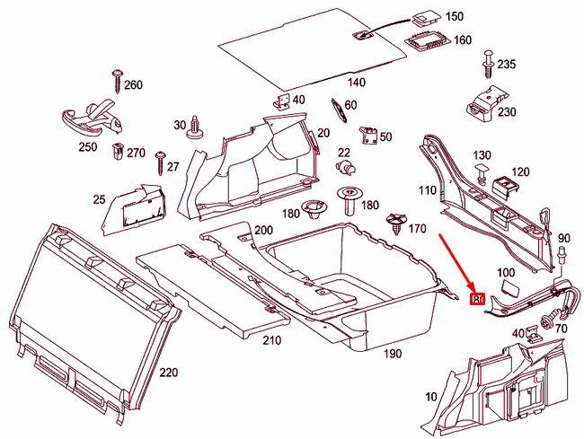 Genuine Mercedes-Benz CLS C219 Luggage Compartment Right Cover ...