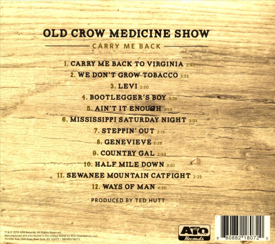 OLD CROW MEDICINE SHOW CARRY ME BACK NEW CD 880882180720| eBay