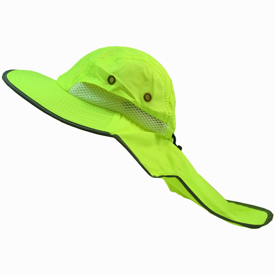 Neck Flap Boonie High Visibility Safety Reflective Bucket Hat Cap Neon ...
