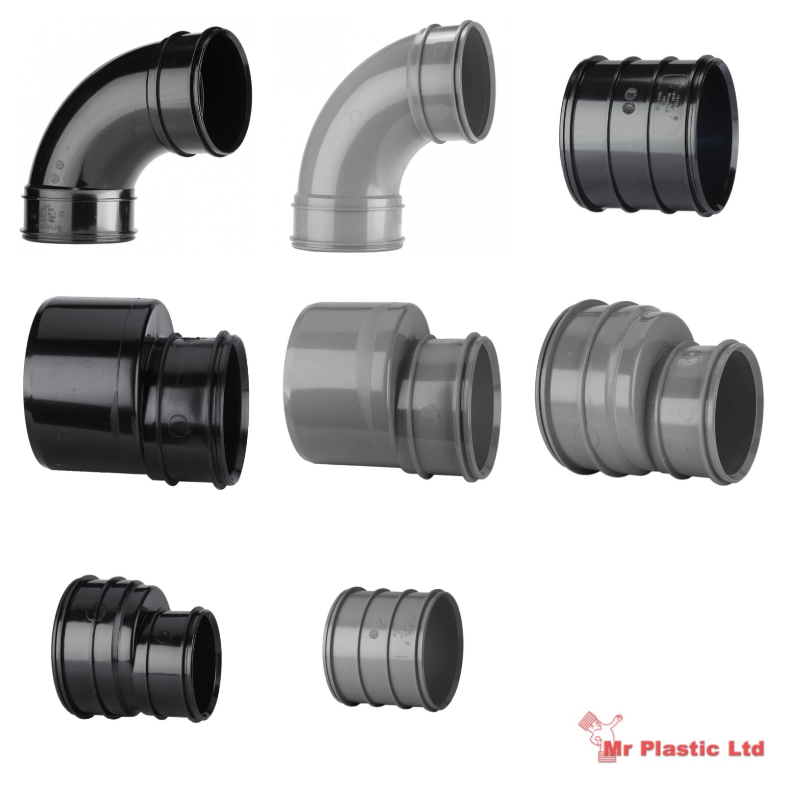 Polypipe 82mm / 3" Solvent Soil Pipe Fittings in Solvent Grey & Black ...