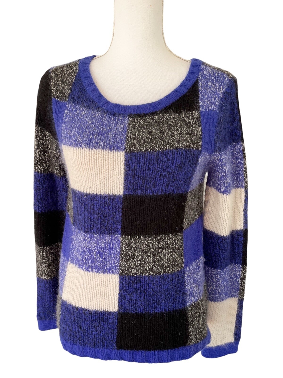 Splendid Rabbit Hair Blend Geometric Print Fuzzy Sweater Womens Size ...