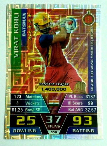 INDIA TOPPS CRICKET IPL 2016 CRICKET ATTAX CARD VIRAT KOHLI FANTASY ...