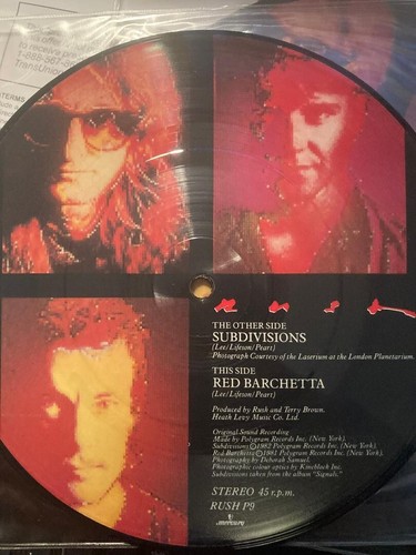 *RUSH * SUBDIVISIONS / RED BARCHETTA * 7" PIC DISC- 45 RPM Never Played ...