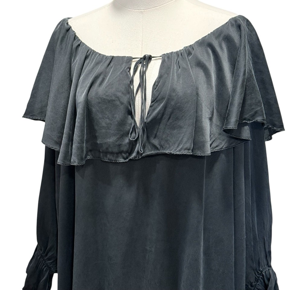 VTG Victoria Secret Womens Medium Silk Gold Label Black Peasant Mini ...