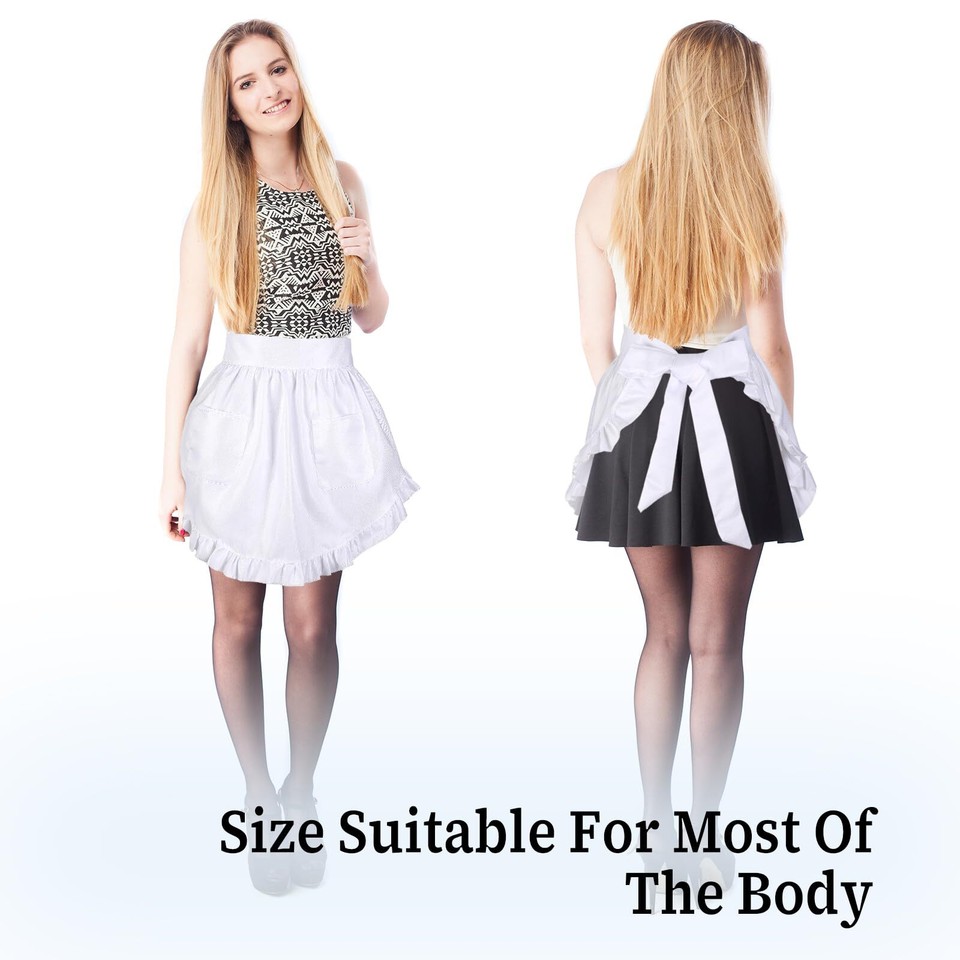 Waist Apron with Pockets White Half Apron Maid Apron Cooking Aprons for ...