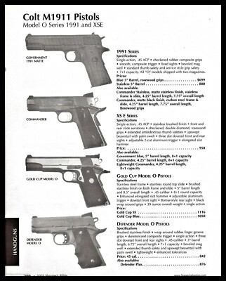 1990 COLT Government 1991, Commander, Gold Cup & Defender Model O ...