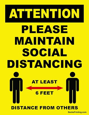 ATTENTION- Please Maintain Social Distancing Poster- 100 pack | eBay
