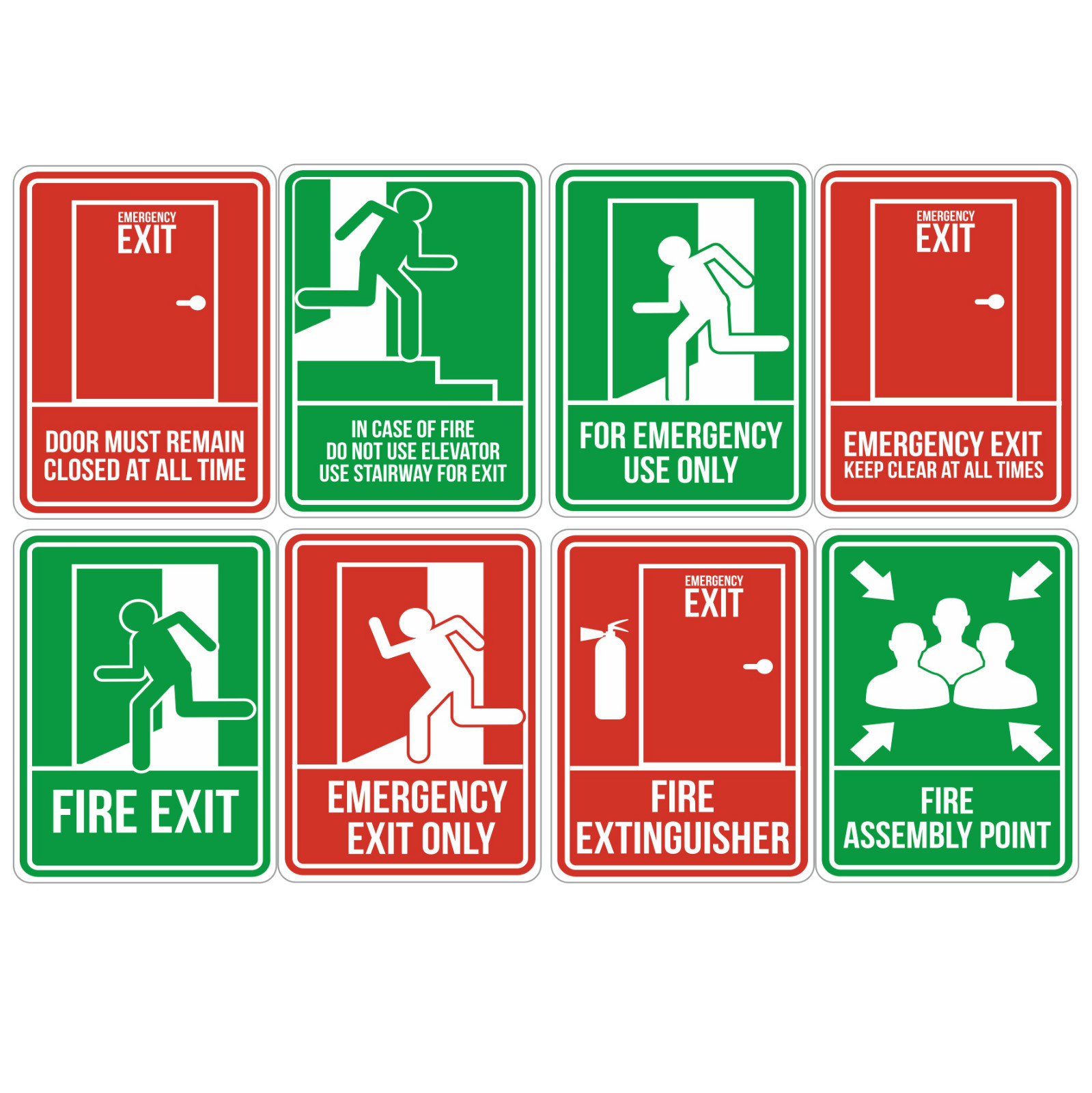 Fire Safety Fire Exit Signs/Stickers Business Premises Stickers Set Of ...