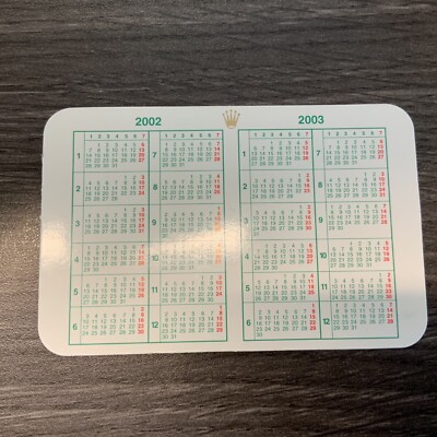 ROLEX 2002-2003 CALENDAR CARD | eBay