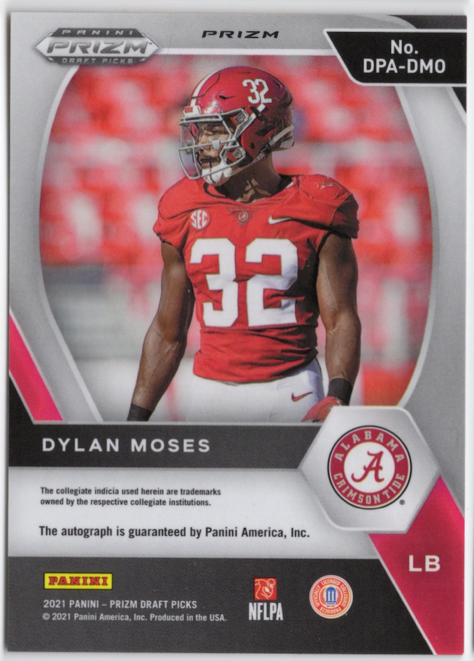 Dylan Moses DPA-DMO Autograph 2021 Panini Prizm Orange Ice Rookie ...