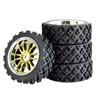 4Pcs 12mm Hex Rubber Rally Tires and Wheel Rims For RC 1:10 HSP HPI Off ...