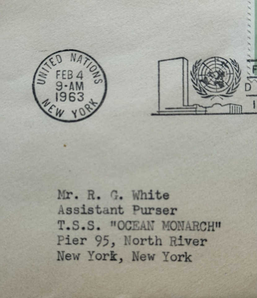 1963 UN FDC + Signed Letter E.T. Peterson Maritime Postmark Society ...
