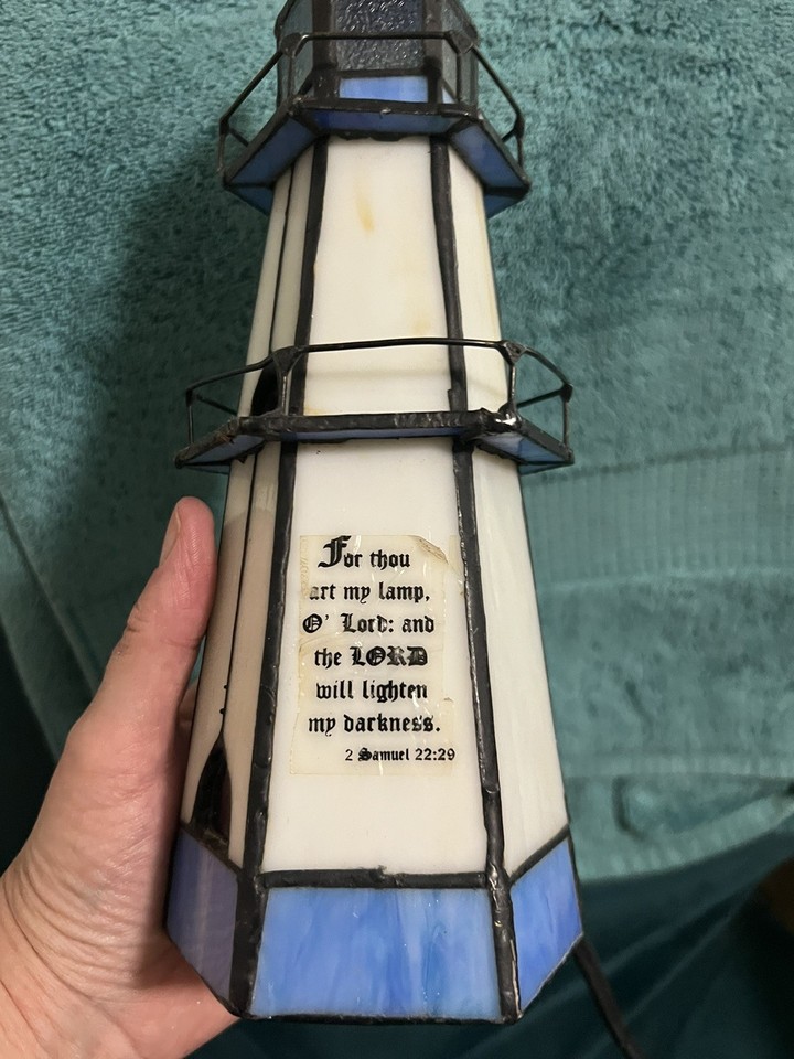 VTG Stained Glass Lighthouse Lamp Works Christian 10” See Pics Read | eBay