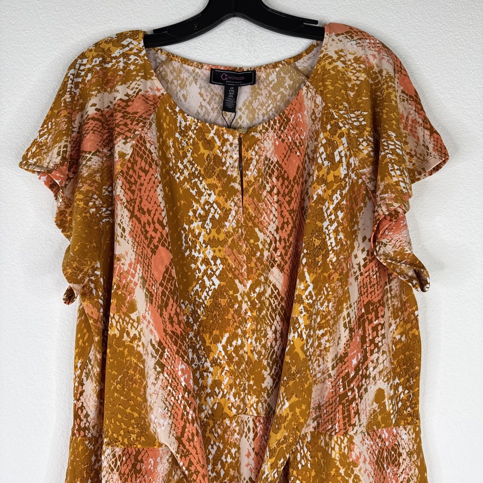 C Wonder By Christian Siriano Python Honey Ginger Midi Dress Plus Size ...