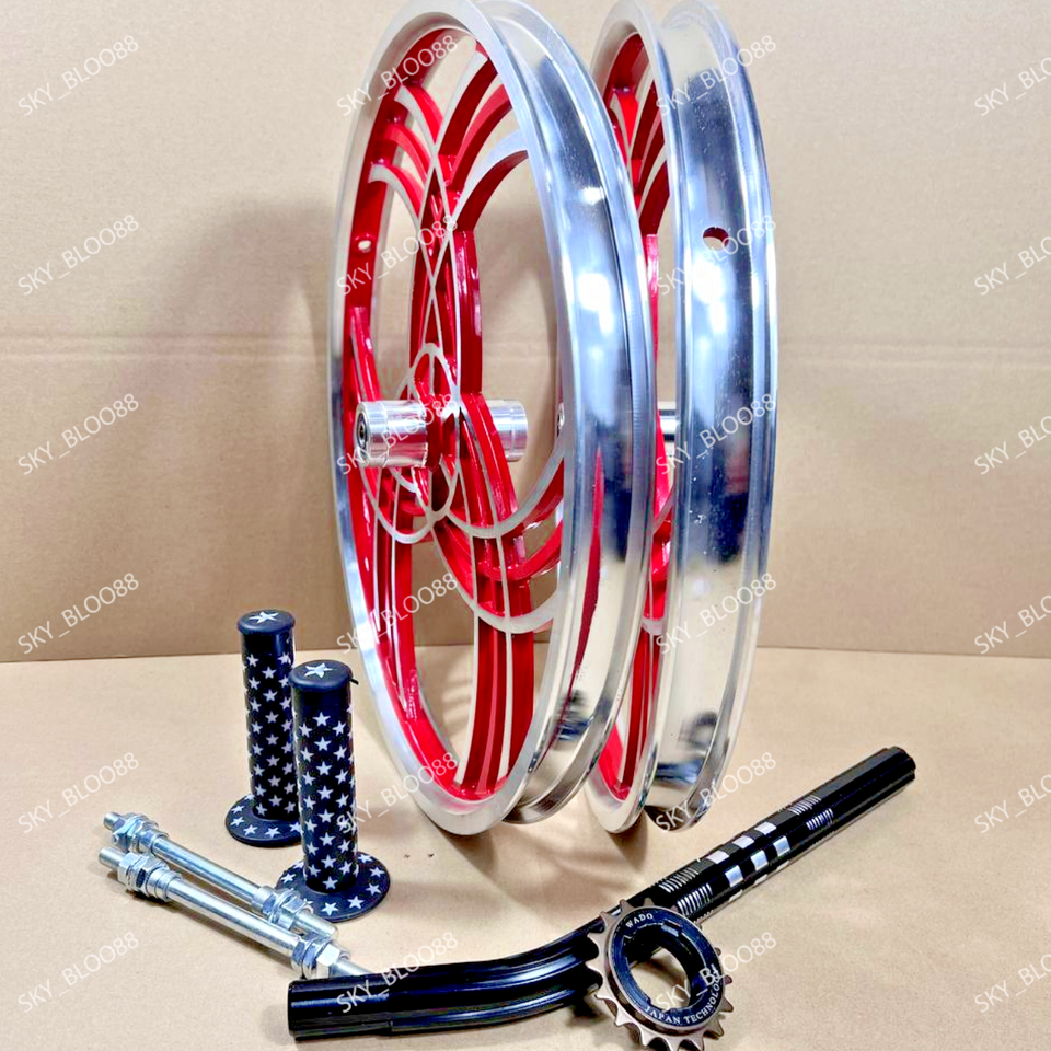 PAIR 20" Bicycle Mag Wheels Set RED COLOR FOR GT DYNO HARO ANY BMX BIKE ...