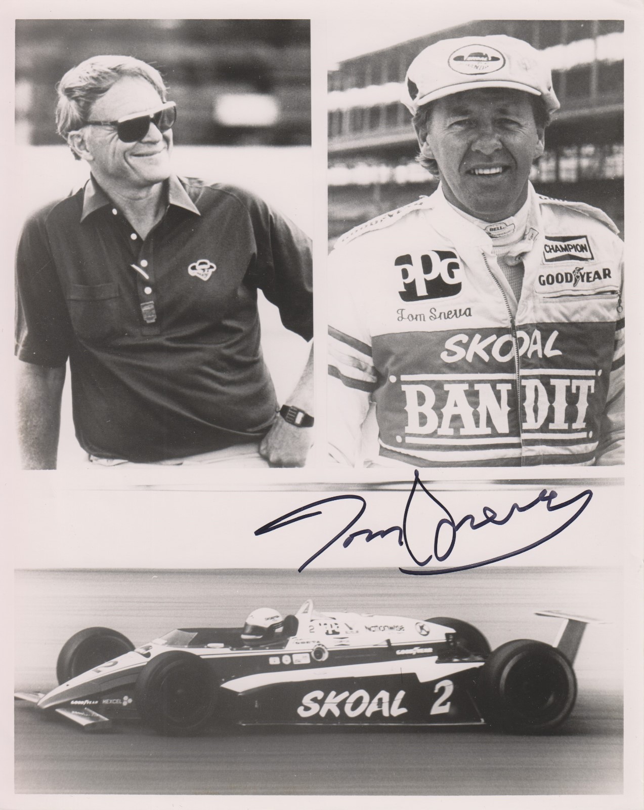 1983 Indianapolis 500 winner TOM SNEVA Signed 8 X 10 Indy SKOAL Press ...