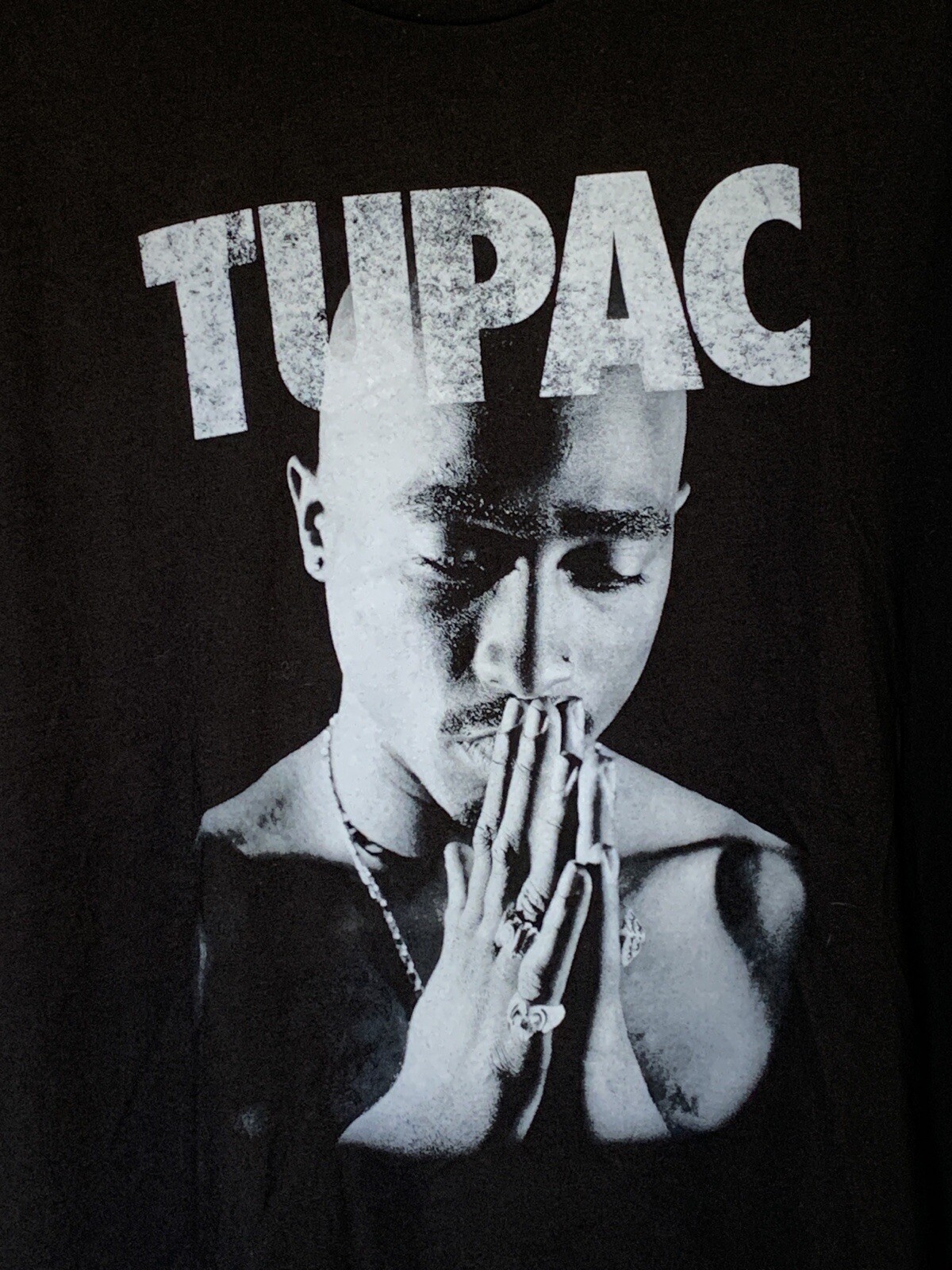 Tupac Shakur 2Pac Praying Black Graphic T Shirt Sz L - Gem