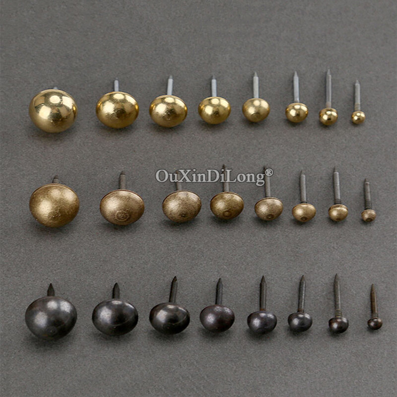 200PCS Solid Brass Nails Upholstery Tacks Decorative Tack Stud Doornail ...