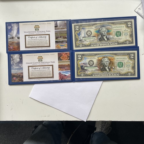 2003 A Two Dollar $2 Colorized Yellowstone National Park Note & Grand ...