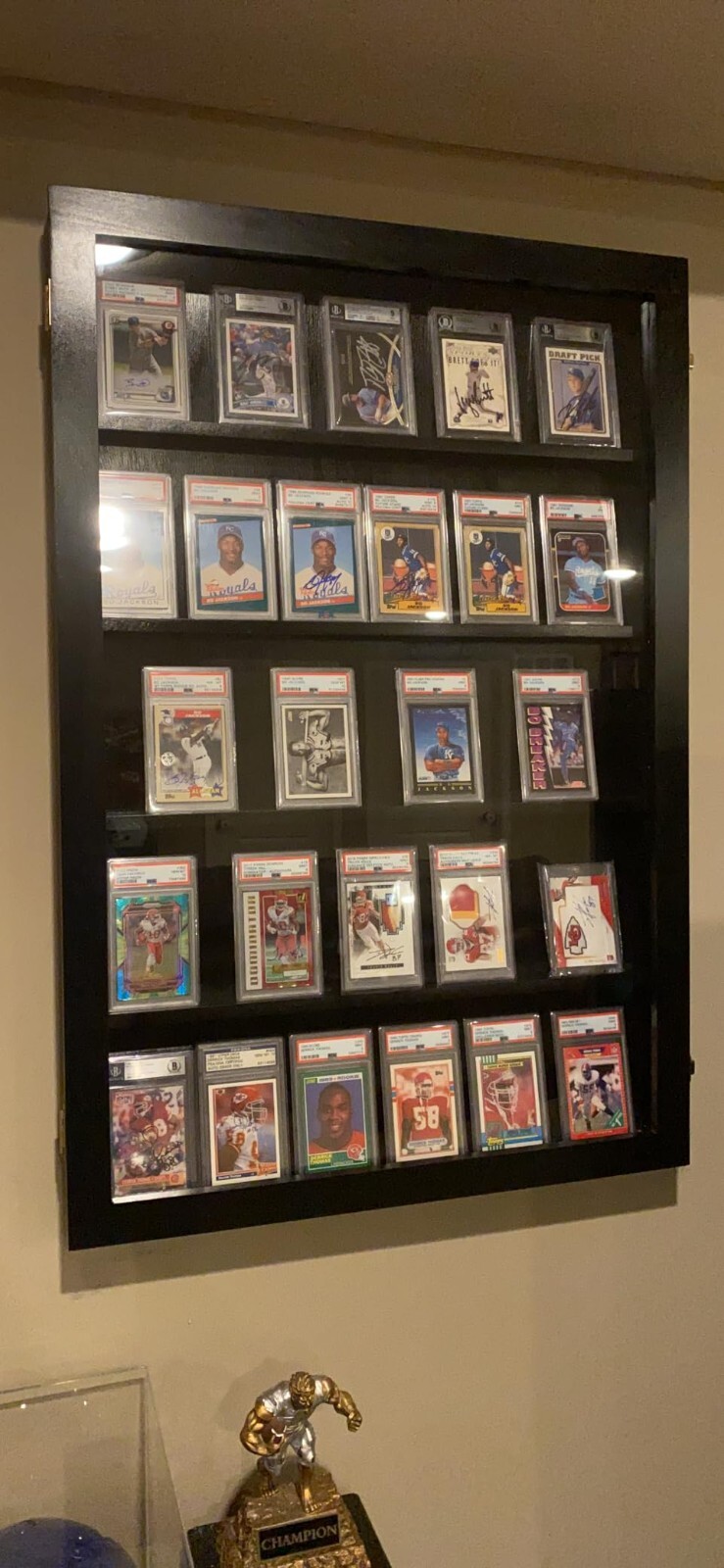 Graded Trading Card Display Case 35 Sport PSA Slabs Black Solid Wood ...