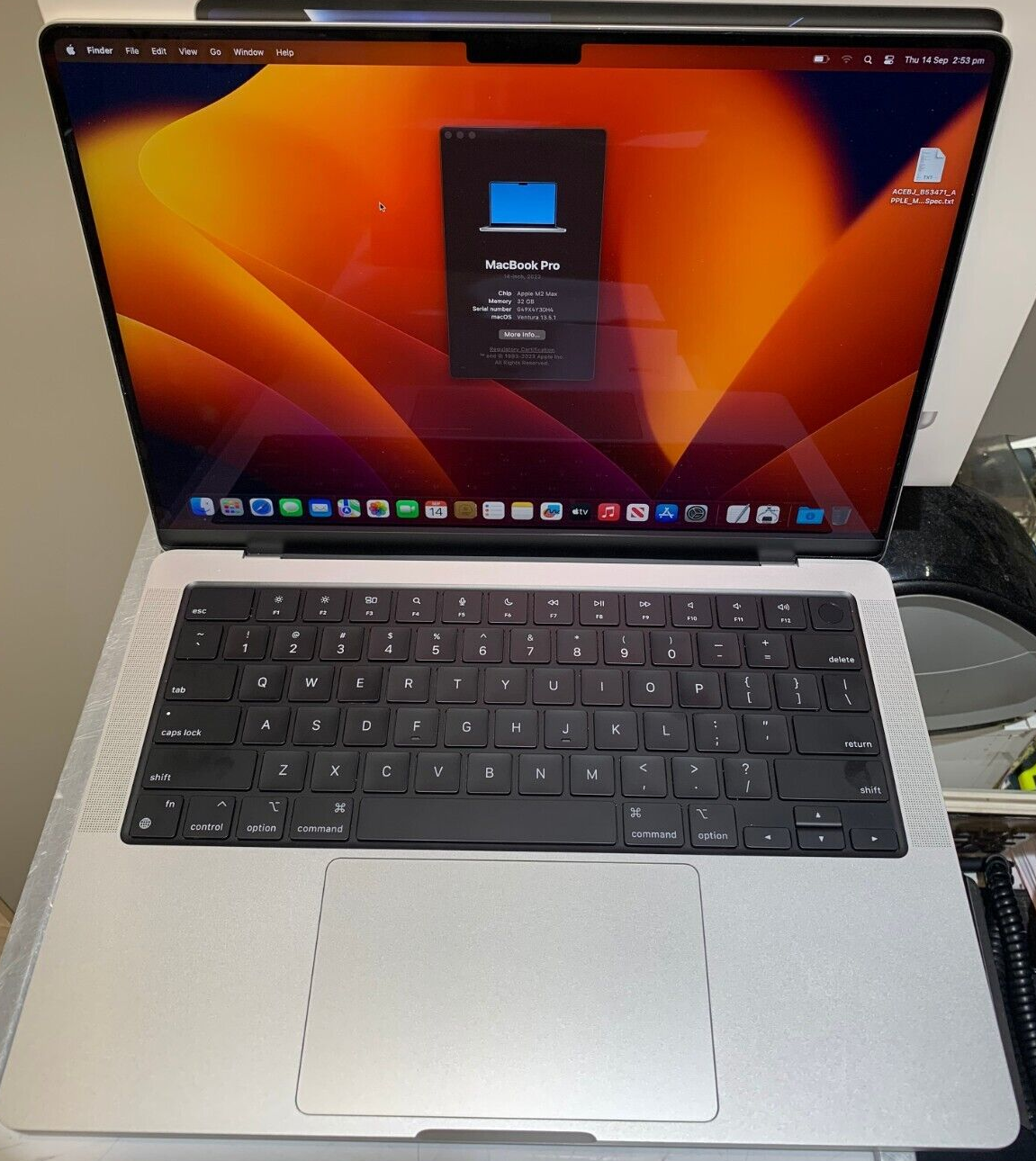 Apple MacBook Pro 14" M2 Max 12-Core CPU 30-Core GPU 32/ 1TB SSD MPHK3X ...