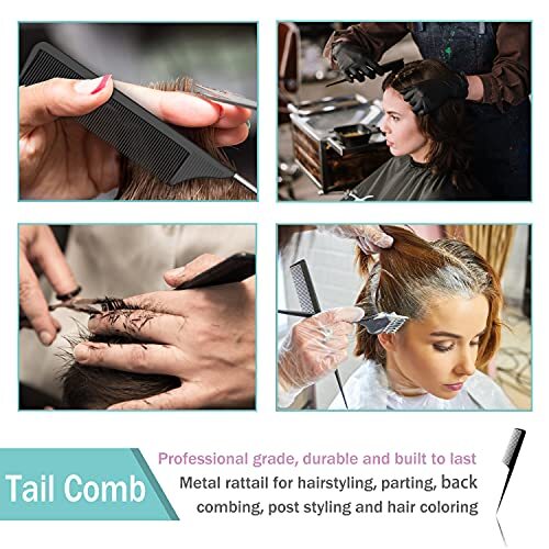 6 Pieces Carbon Fiber Hair Combs Set, General Styling Grooming Comb ...