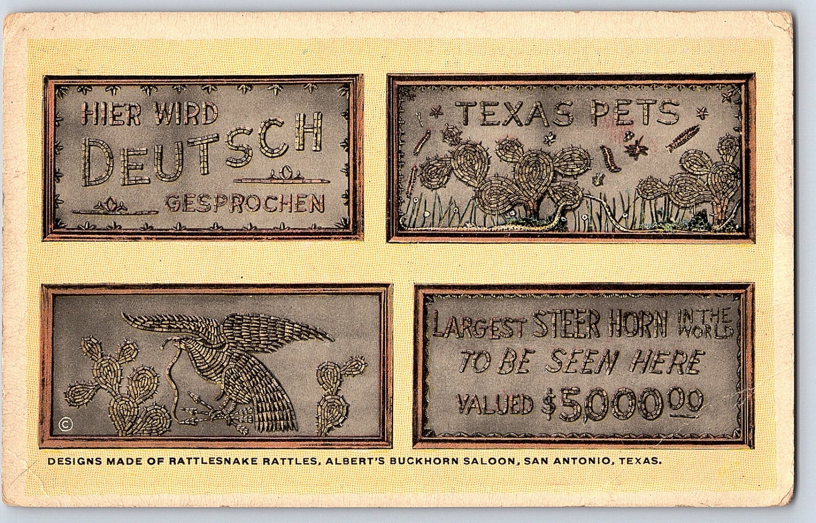 1915 Postcard Rattlesnake Rattles Design Albert's Buckhorn Saloon San ...