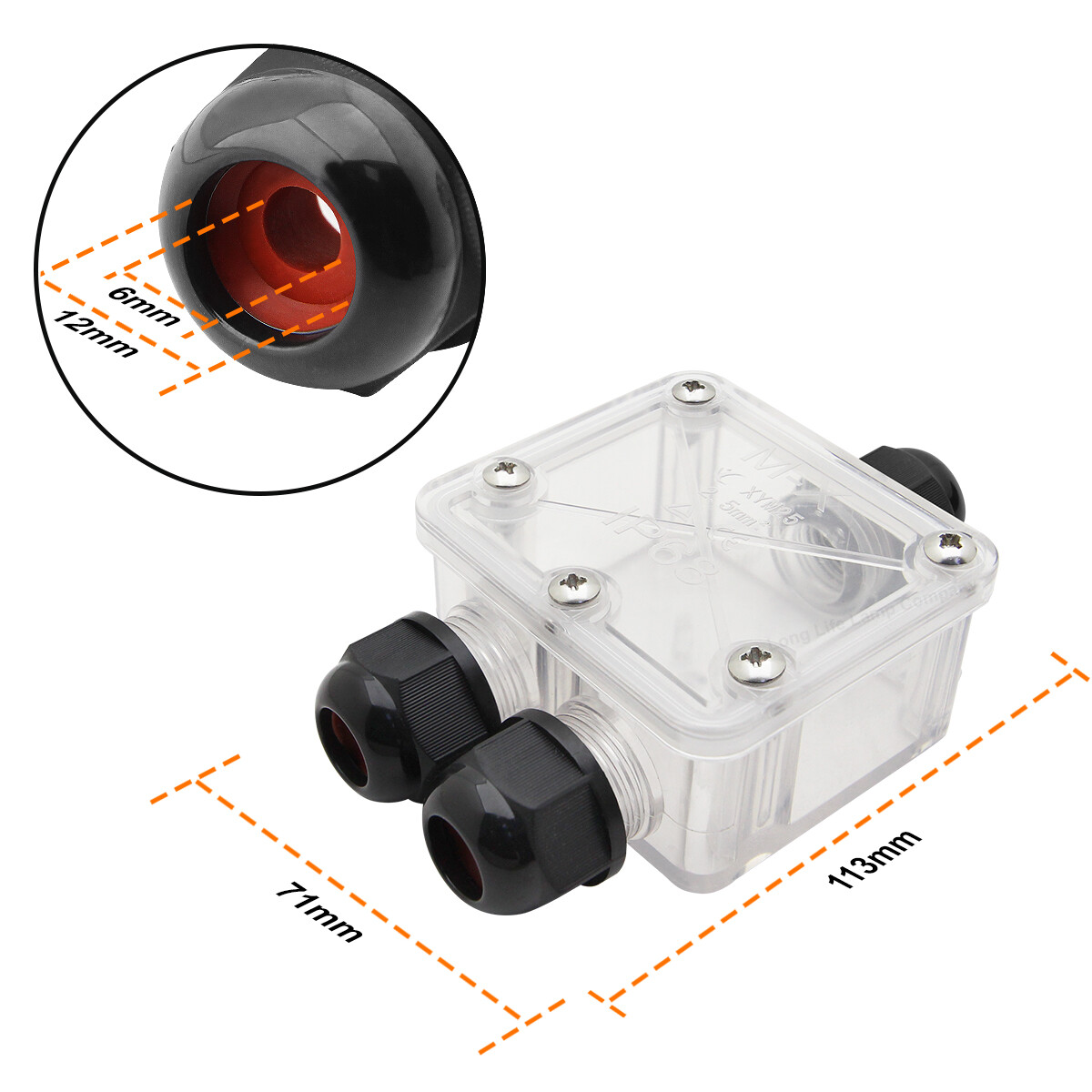 Waterproof IP68 3 Way Clear Junction Box Cable Line Connection Box ...