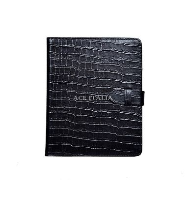 iPAD 2 3 & 4 Black Croc Print Luxury Real Genuine Leather Cover Case ...