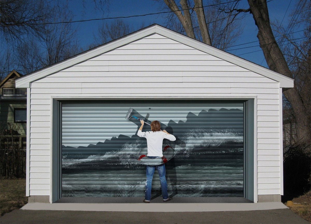 Custom Garage Door Murals Sectional Garage Door: Solid Wood Fortress