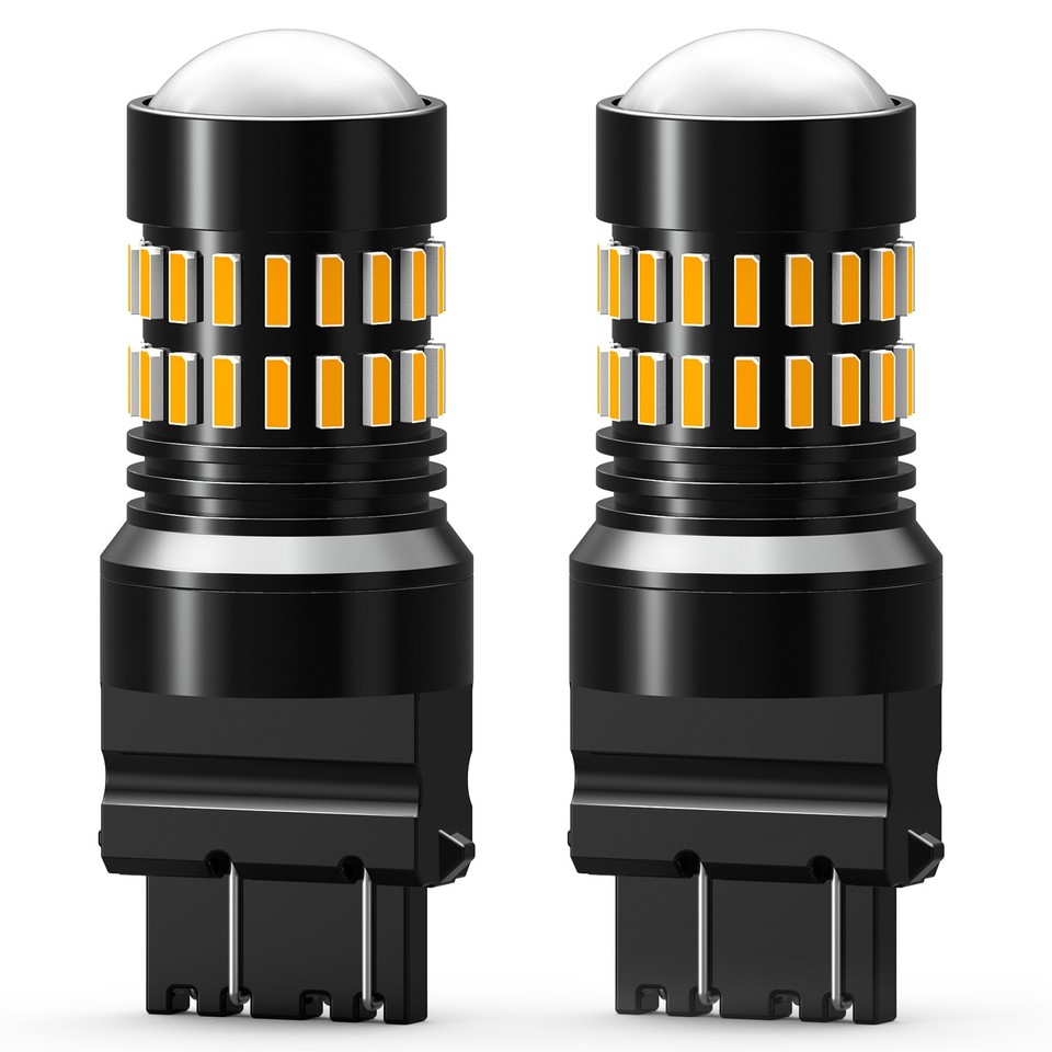 2PCS 3157 3156 3456 CAR AMBER 48-4014 LED TRUN SINGLE LIGHT BULBS 12V ...