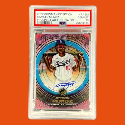 2022 Bowman Inception Samuel Munoz Prospect Fuchsia Foil Auto /75 PSA ...