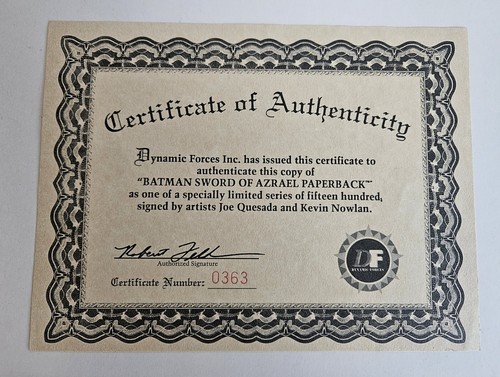 1993 BATMAN SWORD OF AZRAEL TPB DC & DYNAMIC FORCES SIGNED BY QUESADA ...