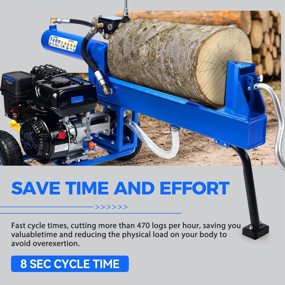 20Ton Portable Gas Log Splitter Firewood 7HP Engine Rapid Auto Return ...