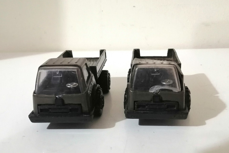 2 x Vintage TONKA Khaki Metal Army Military Pick Up Trucks 10 cm x 5 cm ...