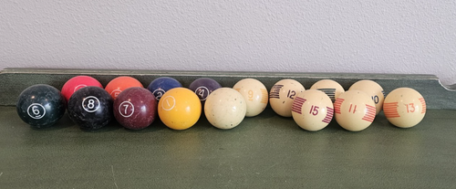 Vintage Professional Bakelite Pool Ball Set 50's 60's Pin Striped Solid ...