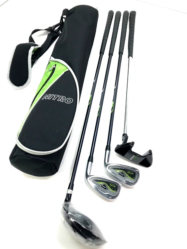 NEW w/Box Nitro Crossfire Junior Golf Clubs & Bag RRH 6 Piece Set Black ...