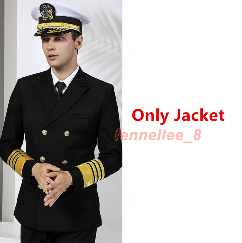 U.S. Navy Admiral Captain Officer Uniform Double-breasted Jacket Pants ...