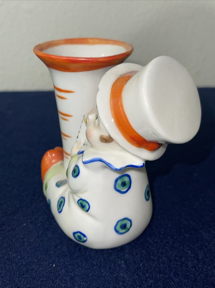 Antique Clown Vase Germany Porcelain Polka Dots 4” Googly Toothbrush ...