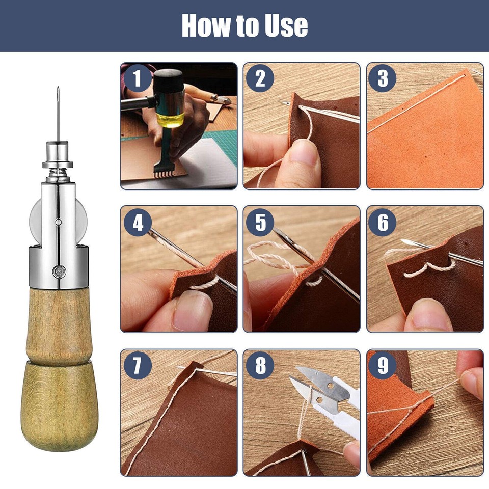 1 Set Sewing Awl Needle Repair Tool Kits for Leather Sail Canvas ...