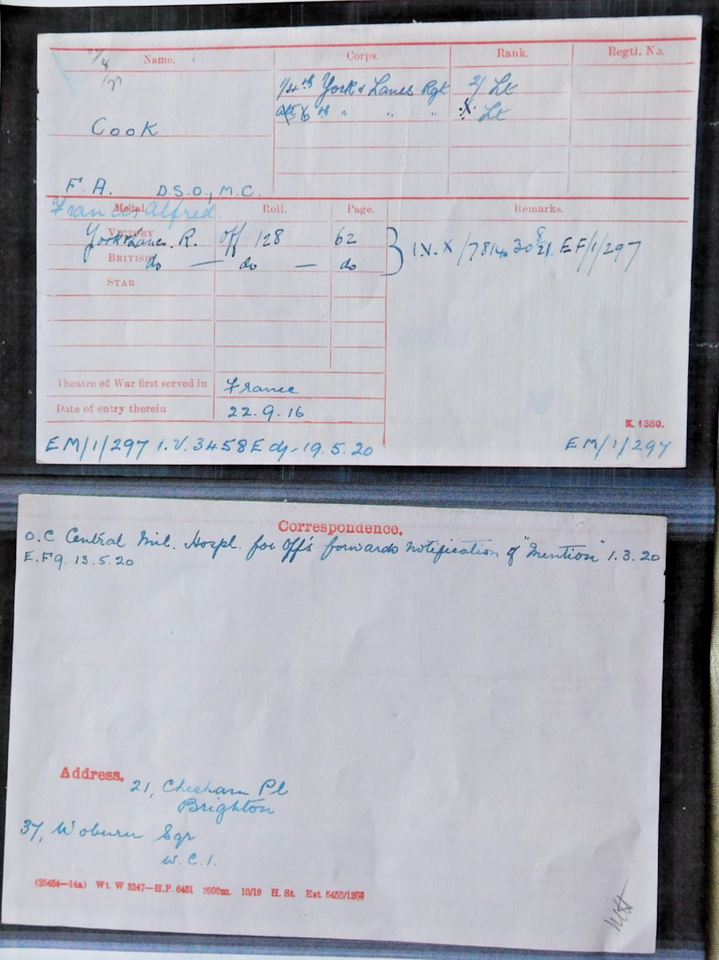 WW1 YORK & LANCASTER REGIMENT DSO MC WINNER VICTORY MID OAK OFFICER MEDAL - COOK | eBay UK