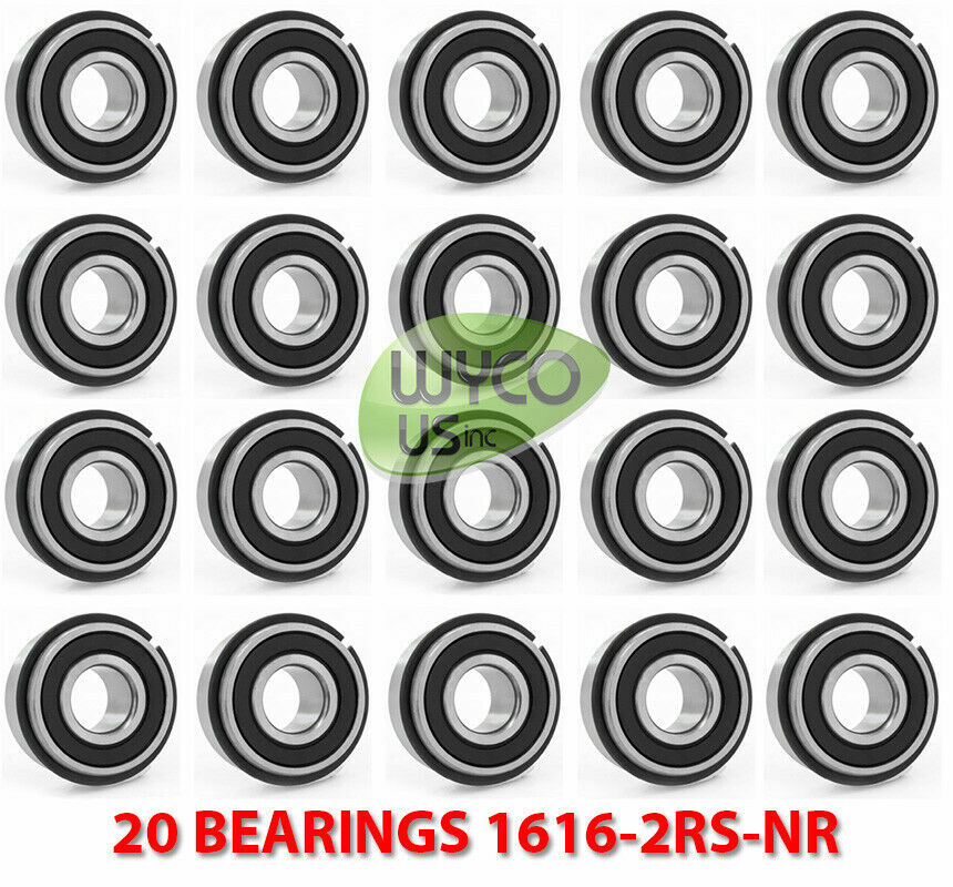 TWENTY (20) BALL BEARINGS, SEALED BOTH SIDES, 1616RS-NR, 1/2"ID x 1-1/8 ...