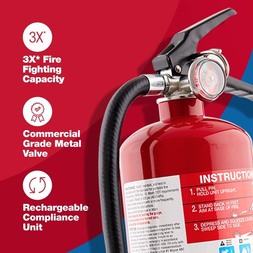 First Alert PRO5 10 lbs Fire Extinguisher UL Rated 3A 40B C Heavy Duty ...