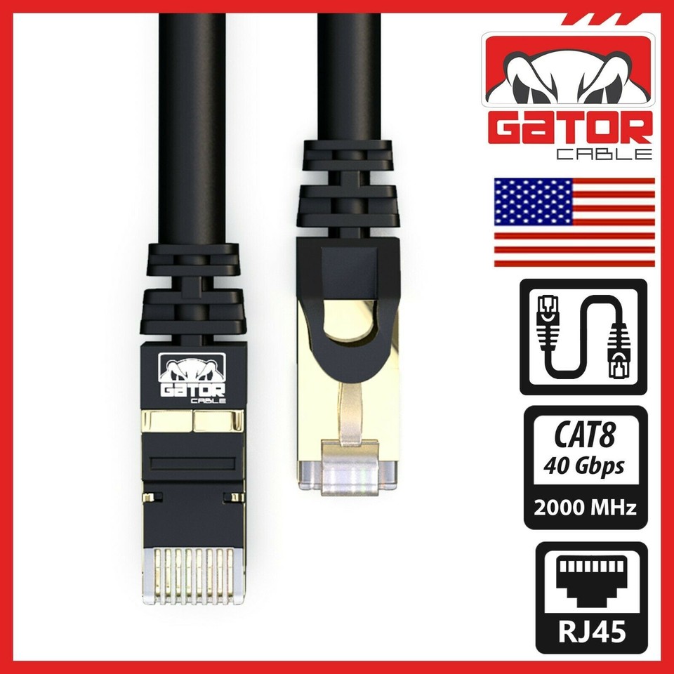 Cat 8 Ethernet Cable 40Gbps RJ45 LAN Patch Cord Gold Plated High Speed ...